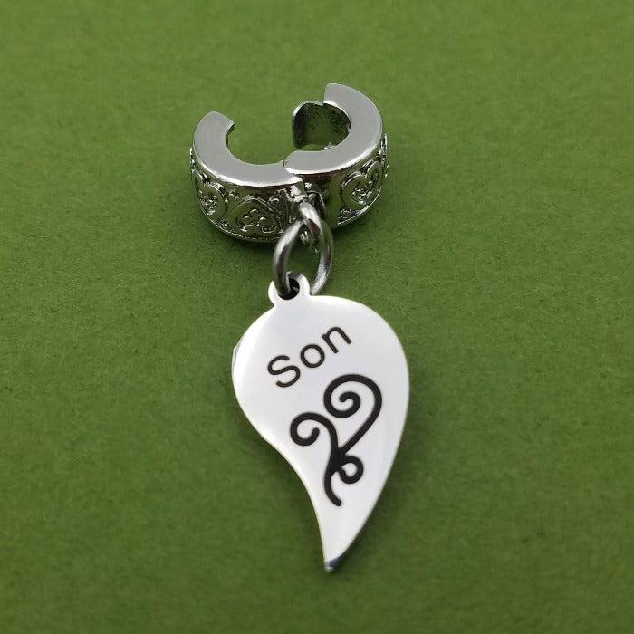"Son" Half Heart Clip-on Charm | Bella's Yard