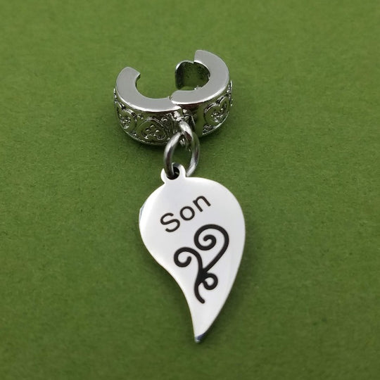 "Son" Half Heart Clip-on Charm | Bella's Yard