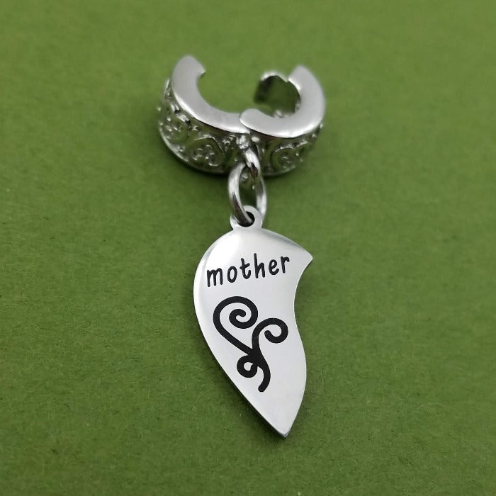 "Mother" Half Heart Clip-on Charm | Bella's Yard